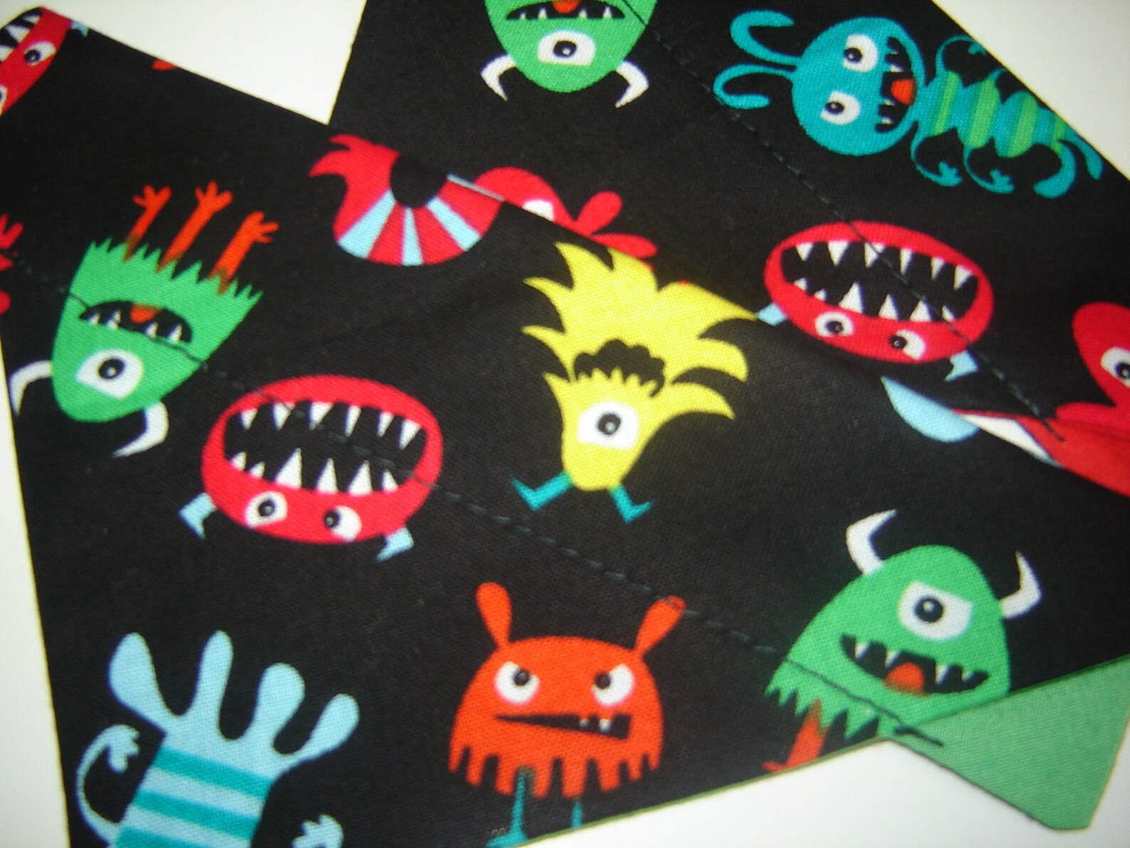 Monsters on Black Dog Scarf Over the Collar Dog Bandana - Etsy