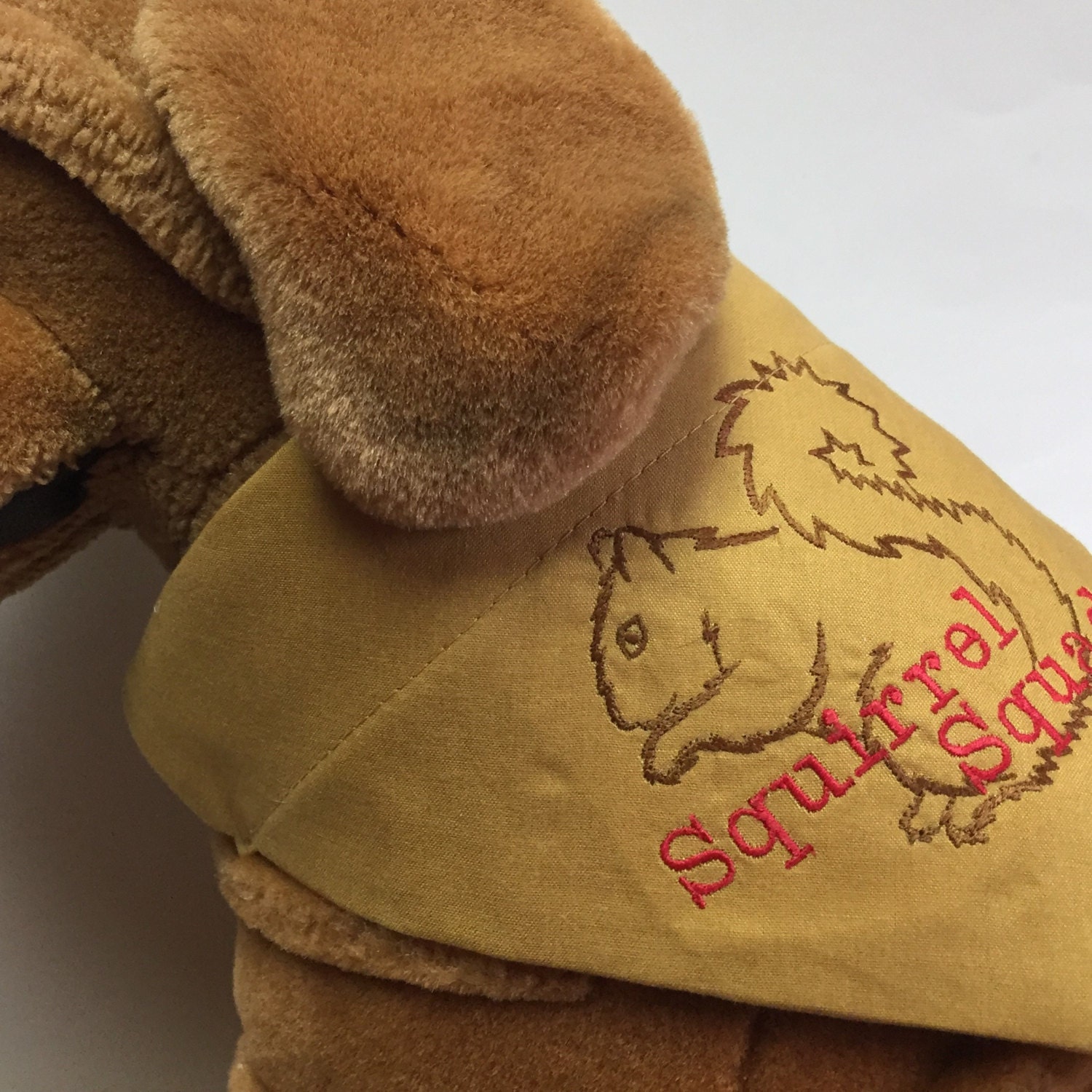 Squirrel Squad Chasing Squirrels Embroidered on Gold Dog Scarf - Etsy