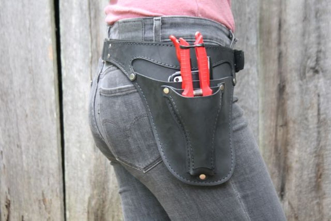 Black Floral Belt + Scissor Pocket - Etsy