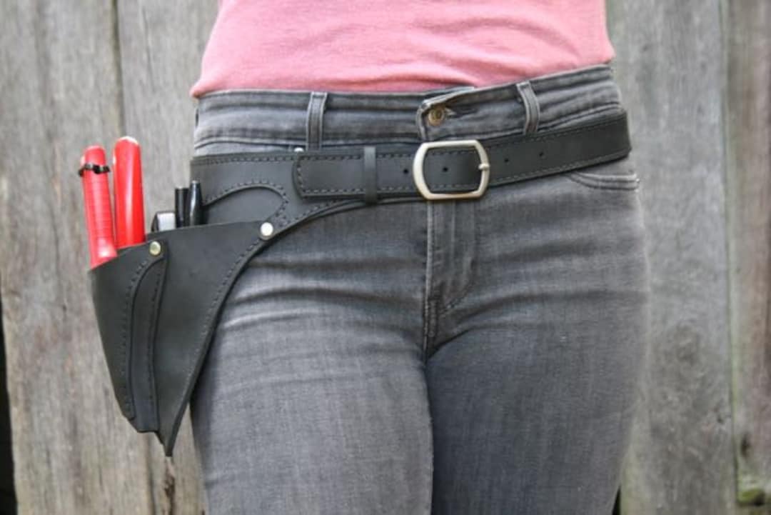 Black Floral Belt + Scissor Pocket - Etsy