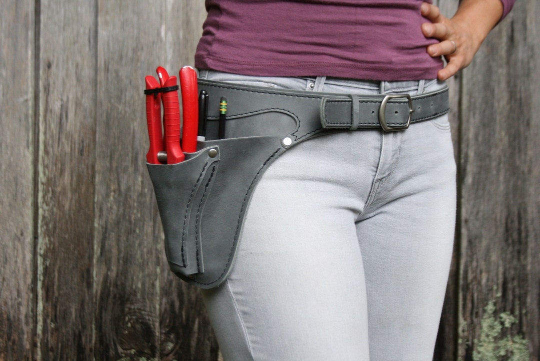 Grey Floral Belt + Scissor Pocket - Etsy
