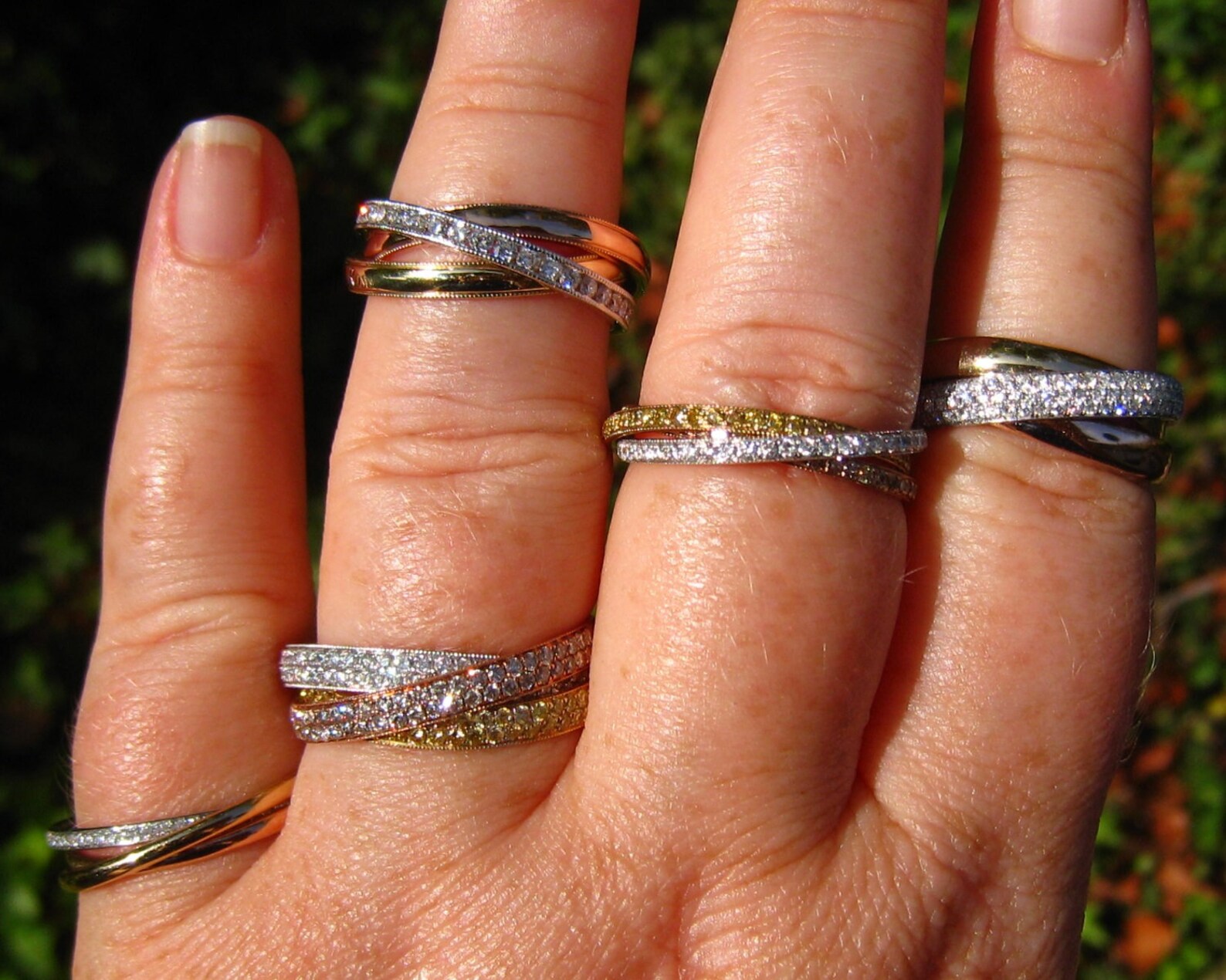 Personalized Tri-color Rolling Ring With Diamonds or | Etsy