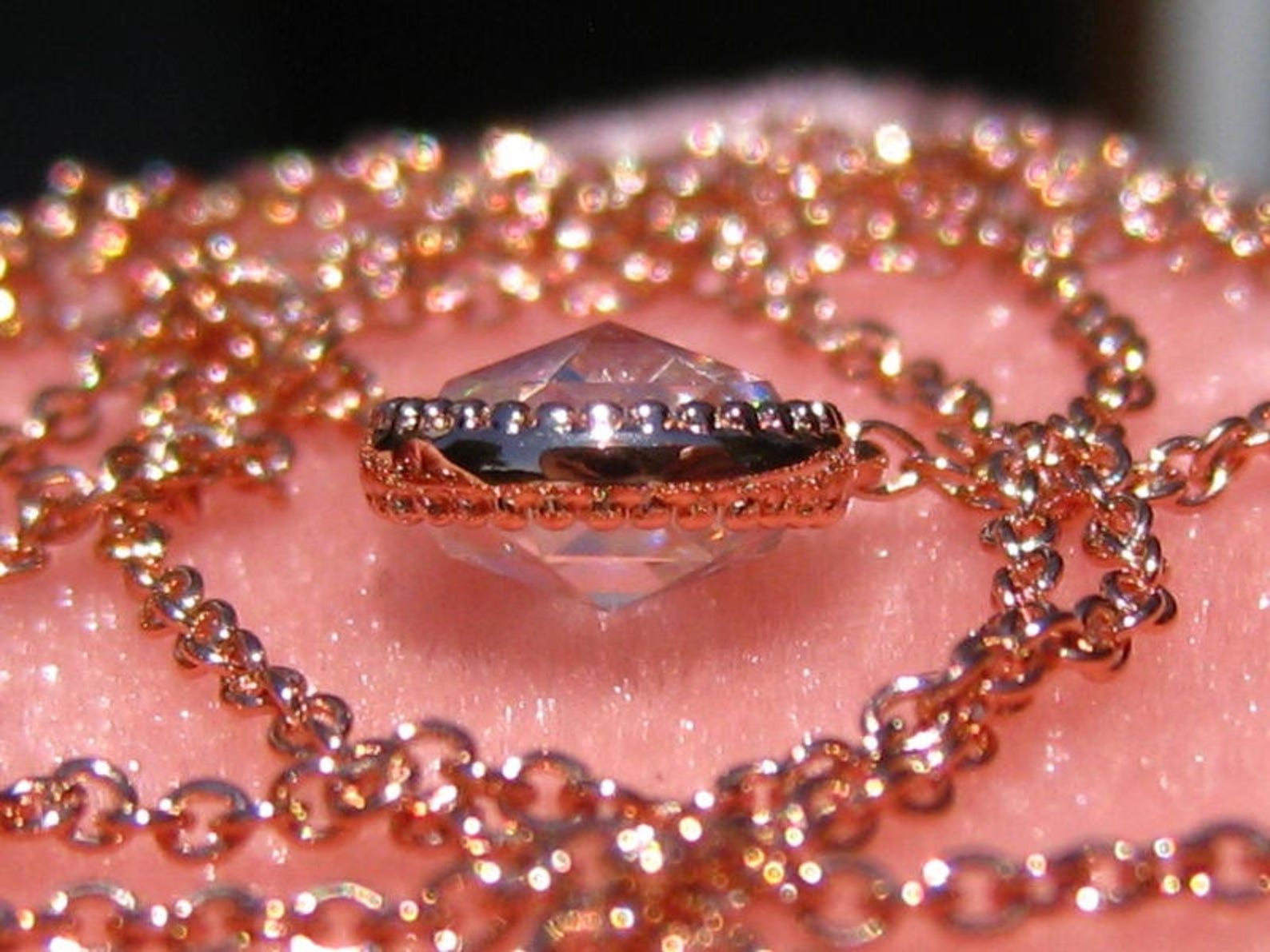 Rose Gold Necklace With Double-sided Rose Cut Classique - Etsy