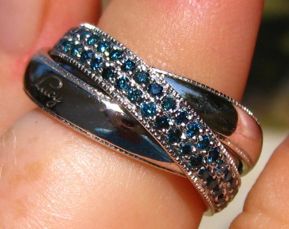 Personalized Rolling Ring With Hand Milgrain and Blue - Etsy