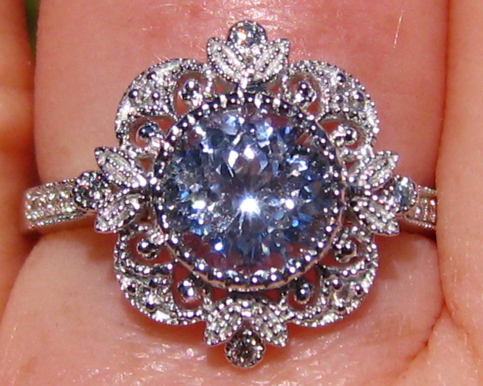 2 Carat Light Blue Sapphire Engagement Ring Vintage Inspired - Etsy