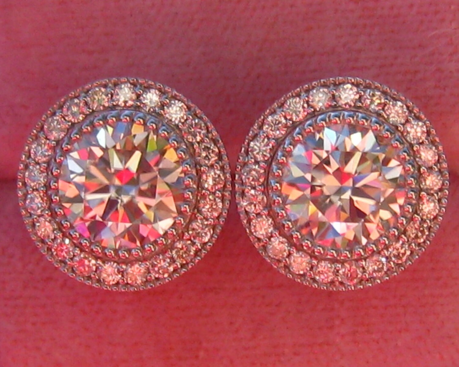 Moissanite Stud Earring Mounts with Milgrain Bezel White Gold | Etsy