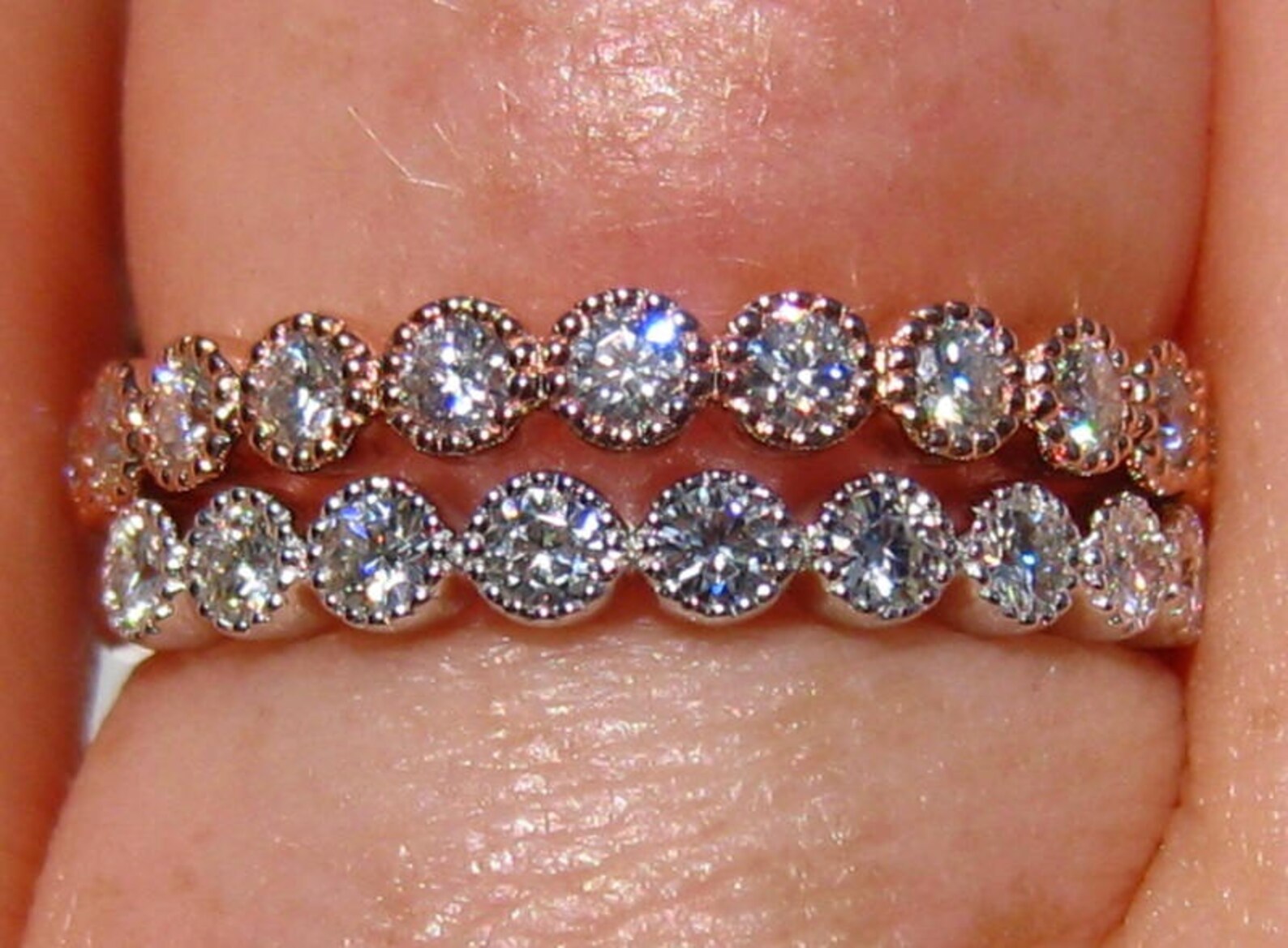 Moissanite Wedding Band With Milgrain Bezels Bezel Wedding - Etsy