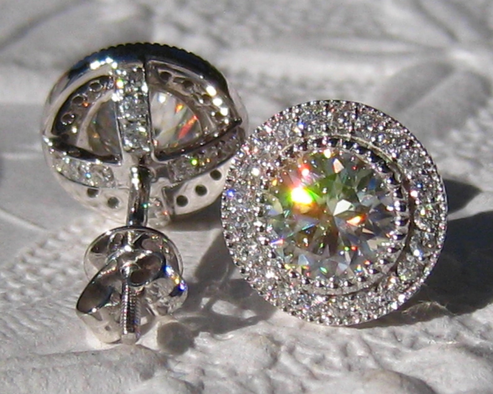 Moissanite Stud Earring Mounts With Milgrain Bezel White Gold | Etsy