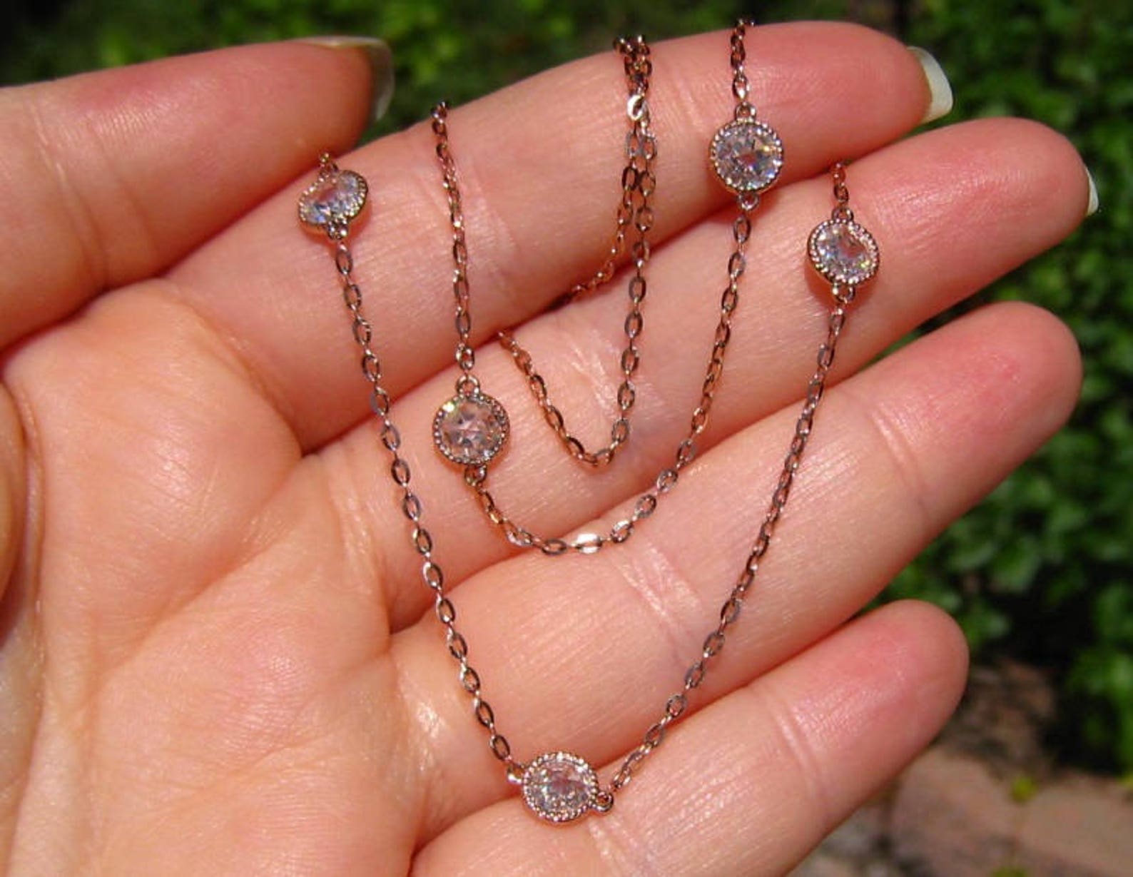 Rose Gold Necklace With Double-sided Rose Cut Moissanites in - Etsy