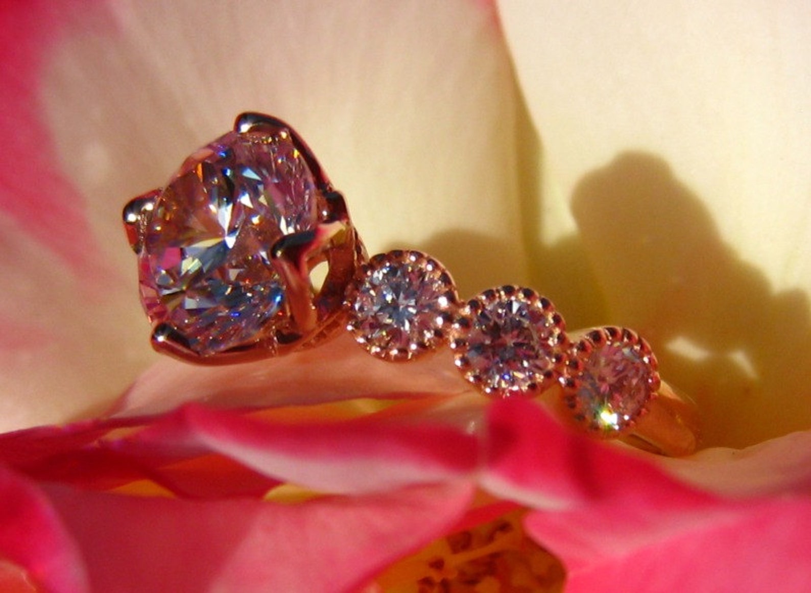 Rose Gold Lotus Diamond Engagement Ring Mount With Milgrain - Etsy