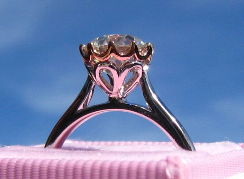 Magnolia Solitaire Gold Engagement Ring Mount - Etsy