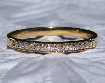Milgrain Diamond Wedding Band - Etsy
