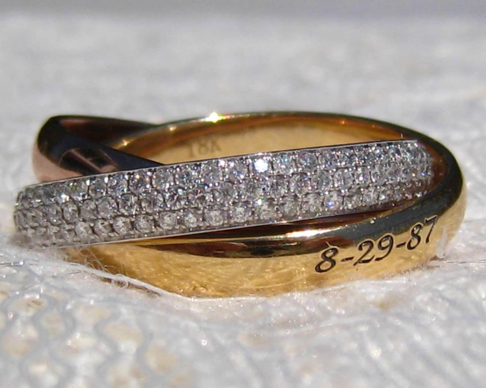 Personalized Tri-color Rolling Ring With Diamonds or - Etsy