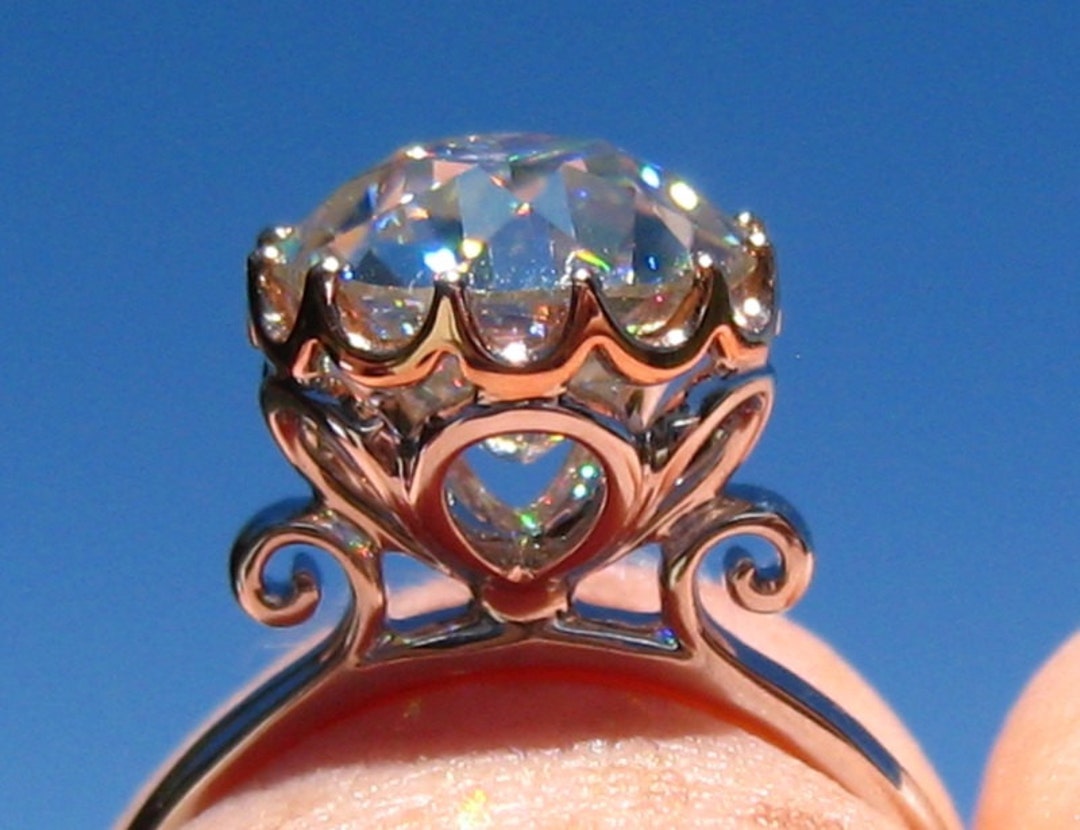 Magnolia Solitaire Gold Engagement Ring Mount - Etsy