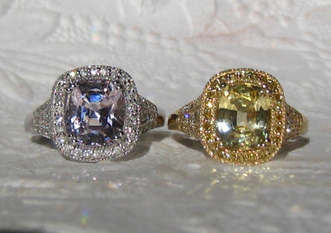 Custom Design: Iris Ring With Diamond Halo - Etsy