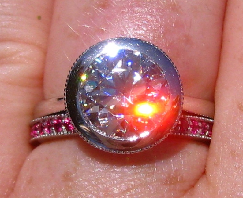 Milgrain Bezel Wedding Set: Bezel Engagement Ring Mount and - Etsy