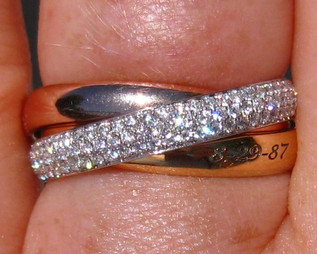 Personalized Tri-color Rolling Ring With Diamonds or Moissanites ...