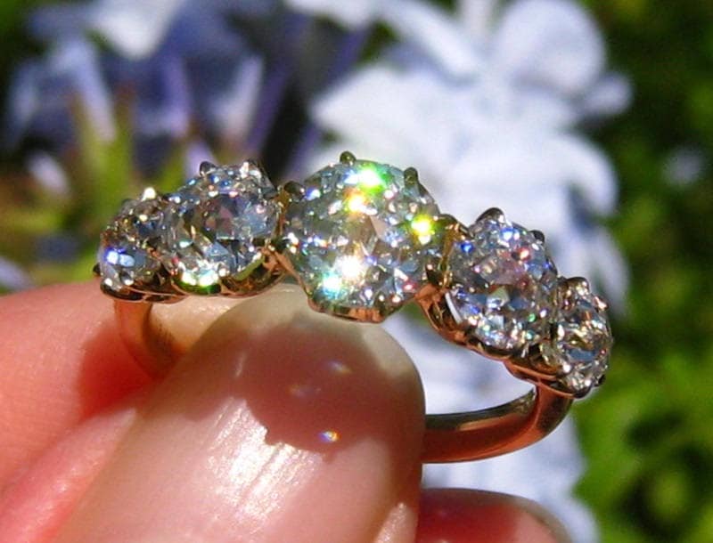 Custom Design: Gold Aster Ring Mount 5-stone Ring 3-stone | Etsy