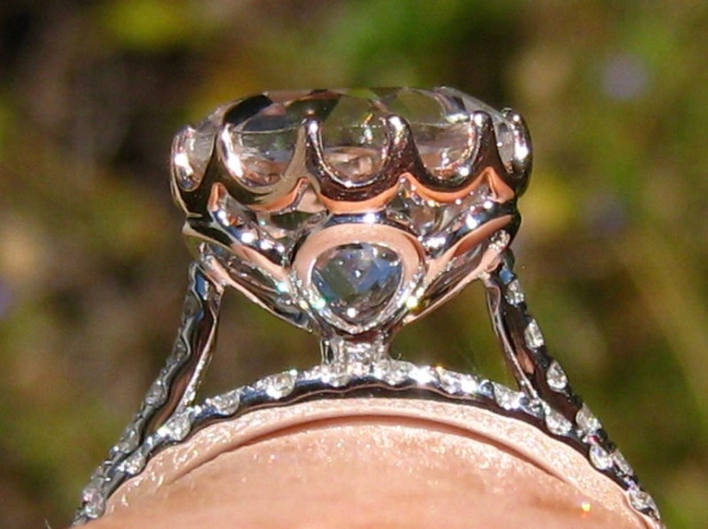 Magnolia Gold Diamond Engagement Ring Mount and Wedding Band | Etsy