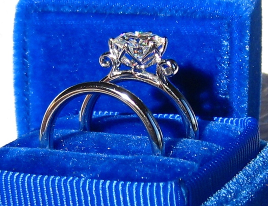 Lily Wedding Set: Engagement Ring Mount and Wedding Band, Custom Design ...