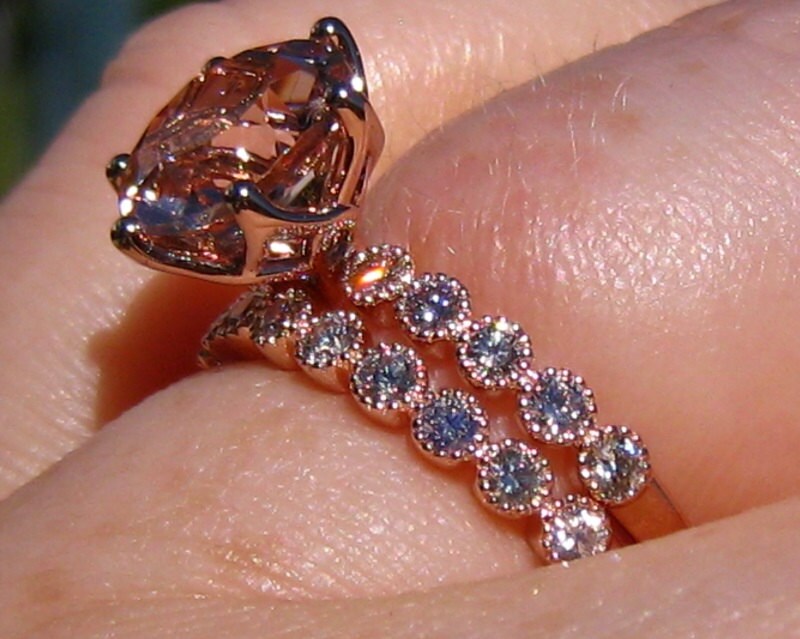 Morganite Wedding Set: Morganite Engagement Ring and Wedding - Etsy