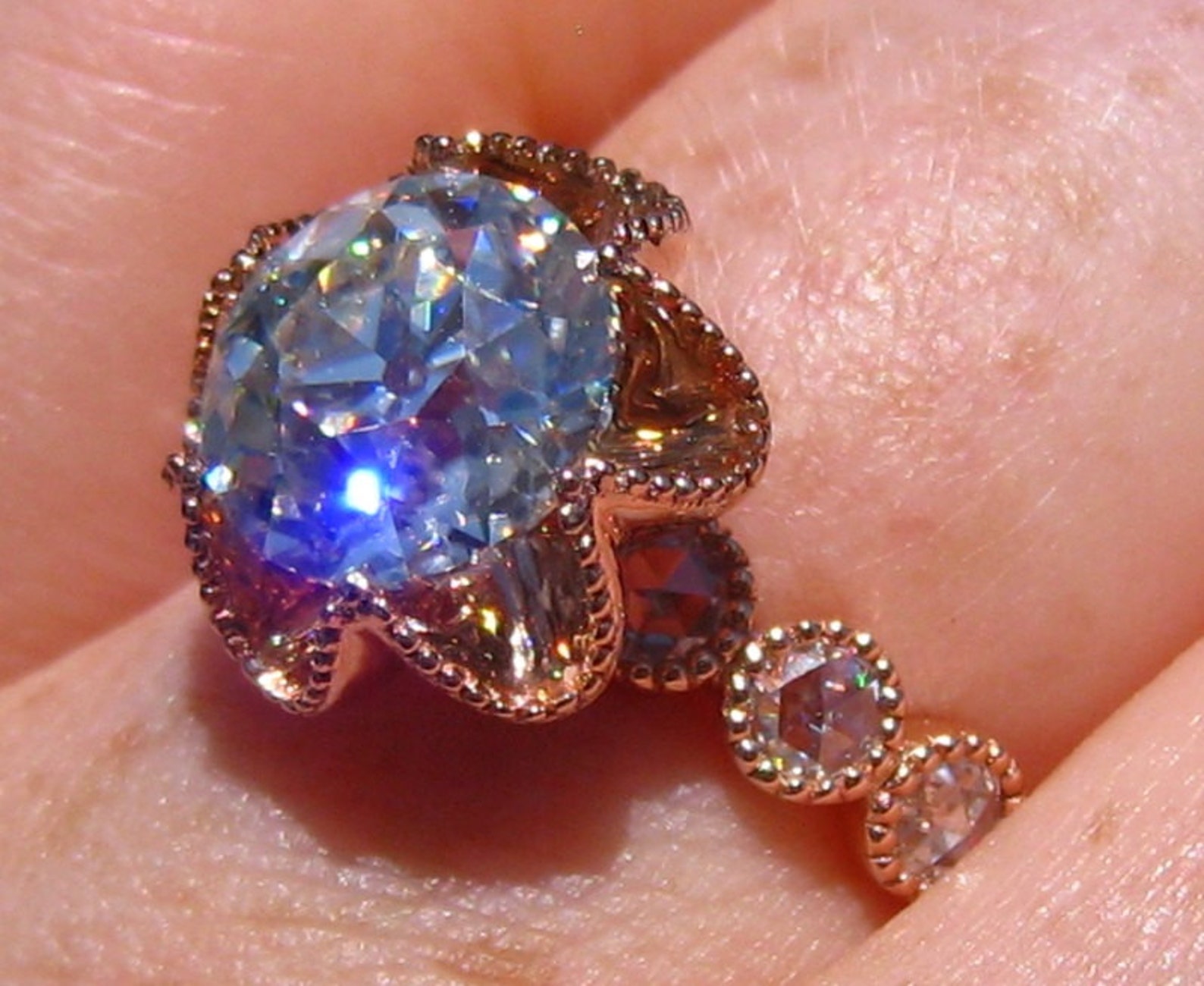 Custom Design: Buttercup Ring Mount with Rose Cut Moissanites | Etsy