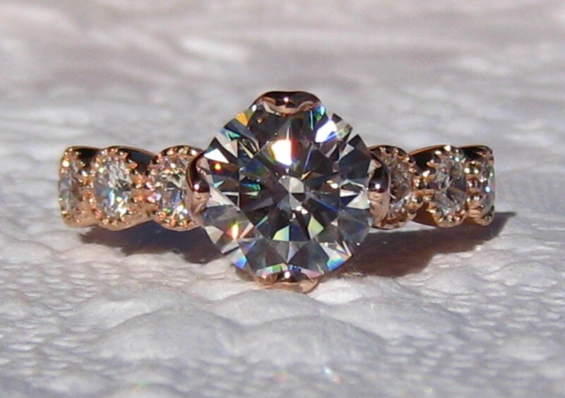 Rose Gold Lotus Diamond Engagement Ring Mount with Milgrain | Etsy