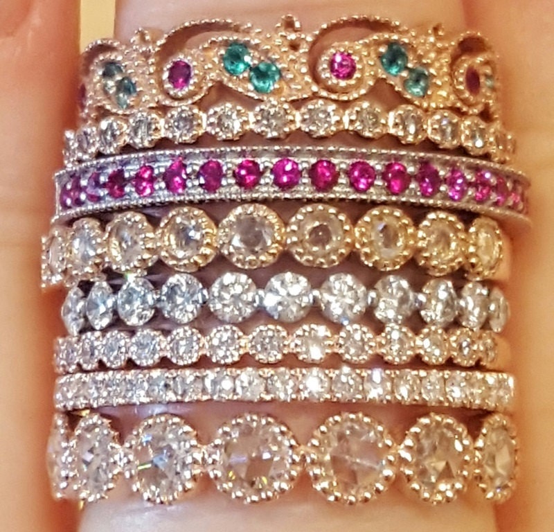 Custom Design: Wedding Bands Anniversary Bands and Stacking - Etsy