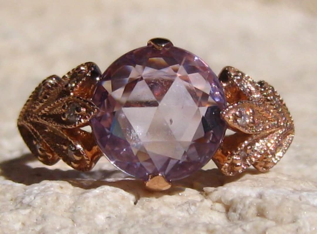 2.59 Carat Violet Rose Cut Sapphire in Rose Gold Freesia Floral ...