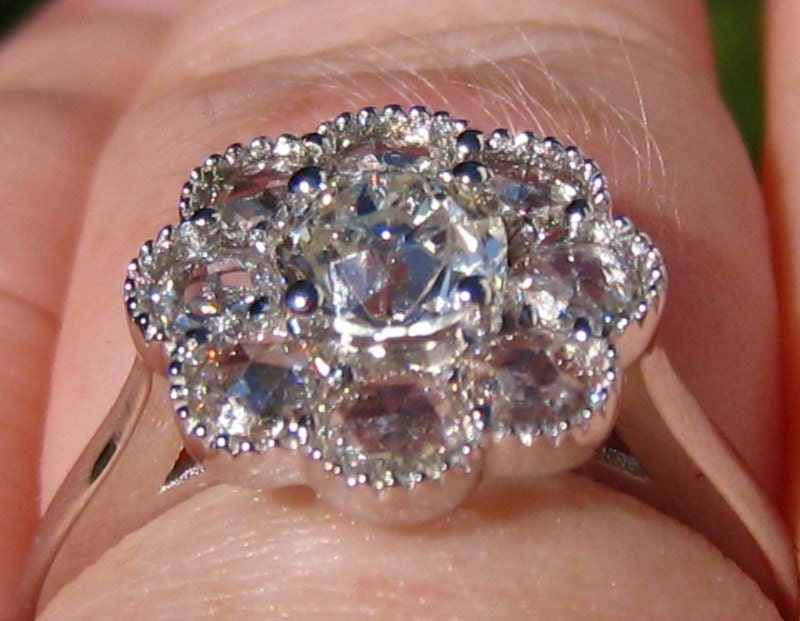 Daisy Diamond Engagement Ring Mount Rose Cut Diamonds in - Etsy