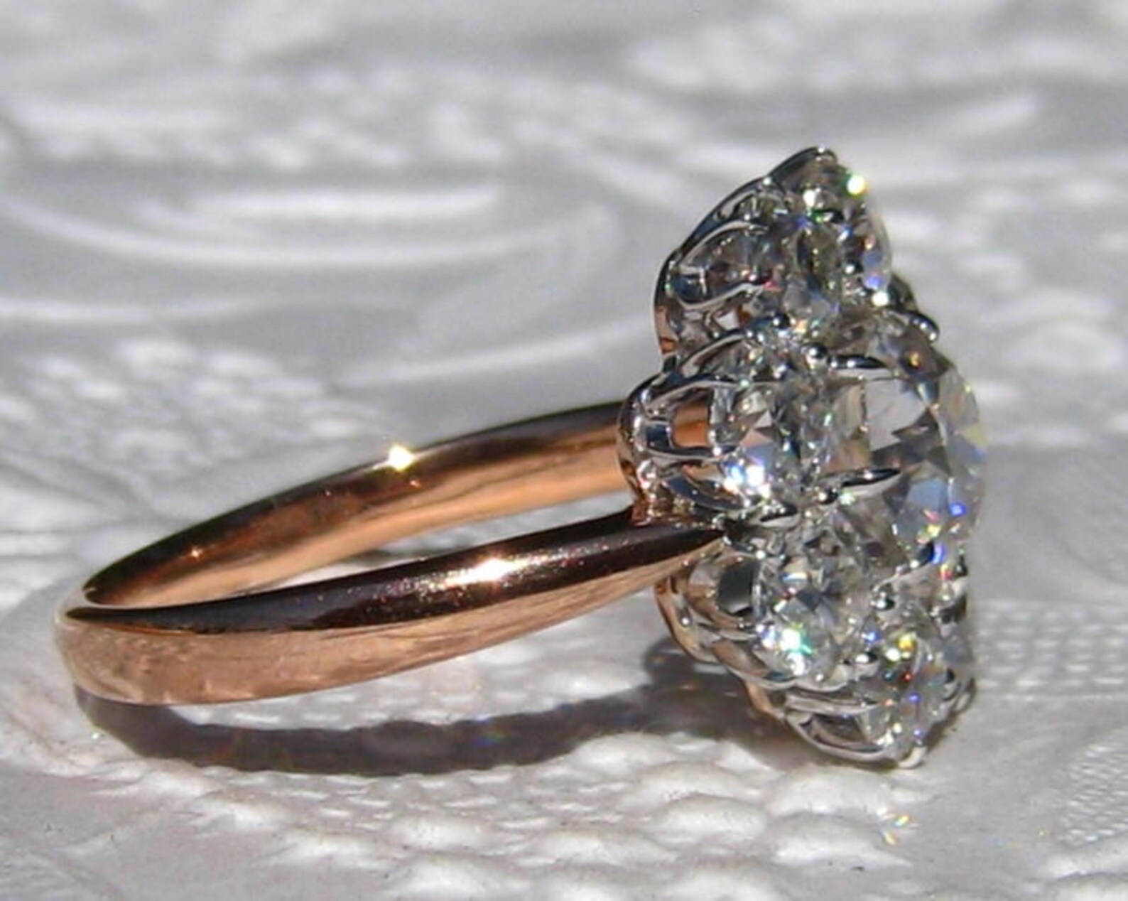 Vintage Inspired Cluster Ring With Old European Cut Classique - Etsy