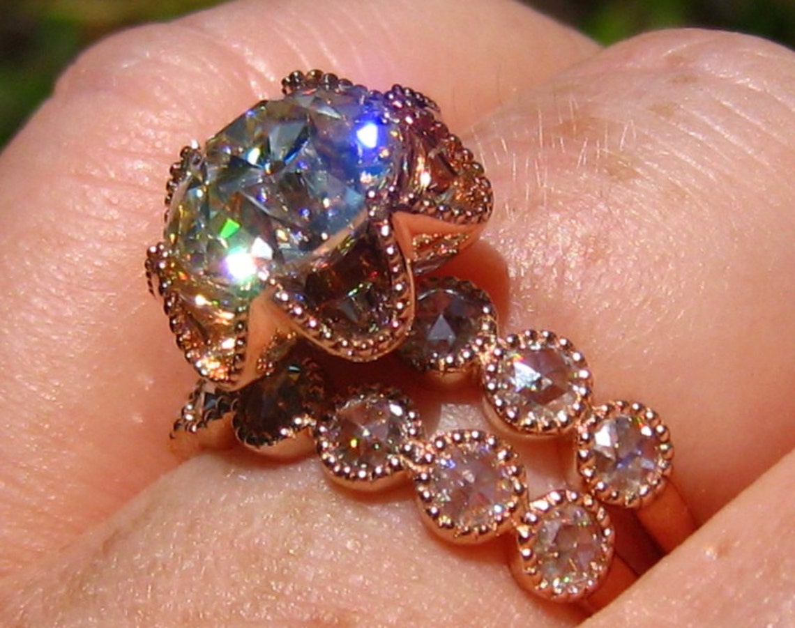 Vintage Buttercup Wedding Set Rose Gold Engagement Ring Mount - Etsy