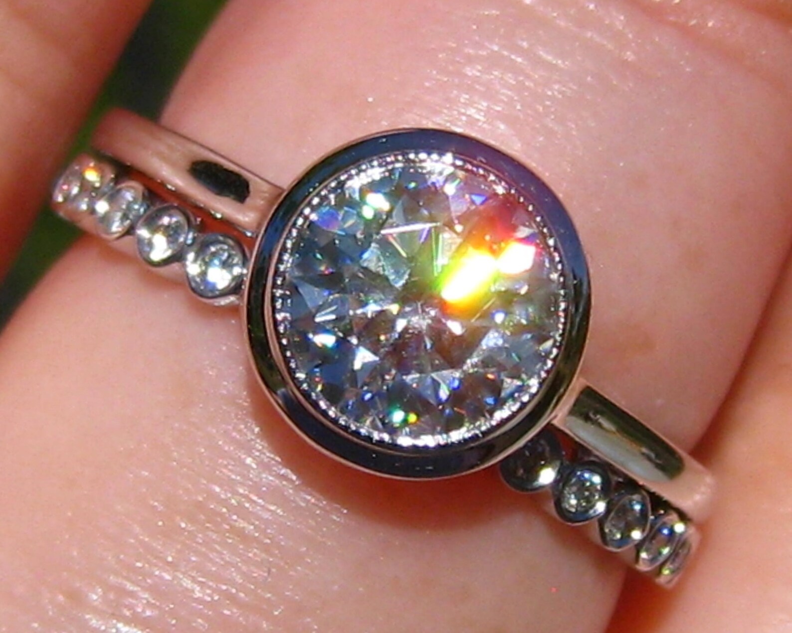 Custom Design: Bezel Wedding Set Rose Gold Engagement Ring - Etsy