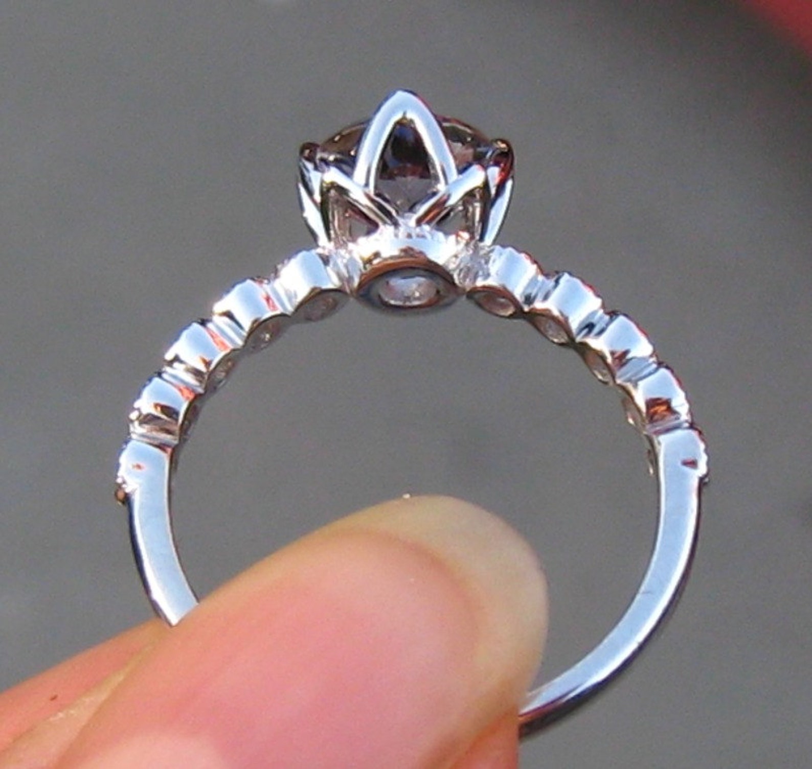 Lotus Diamond Engagement Ring Mount With Gold Milgrain Bezels - Etsy