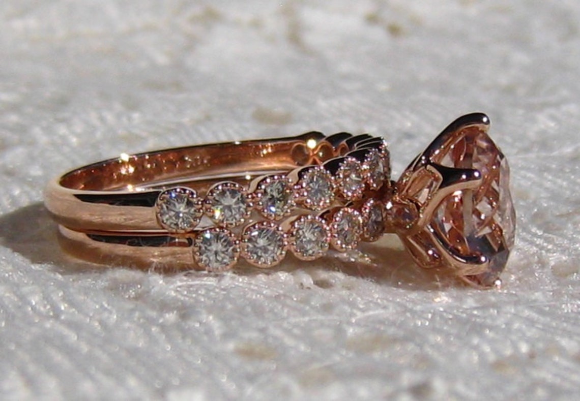 Morganite Wedding Set: Morganite Engagement Ring and Wedding - Etsy