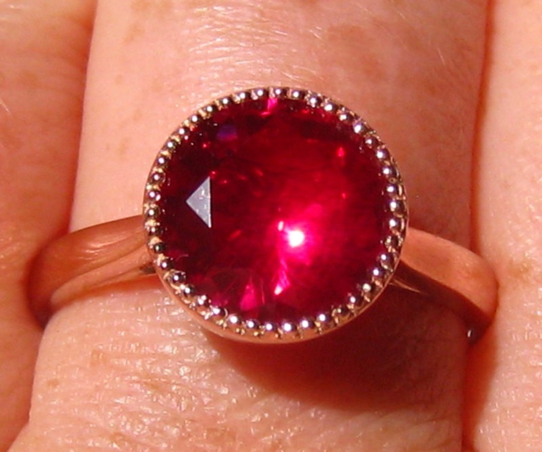 Ruby Engagement Ring, Rose Gold Engagement Ring With Milgrain Bezel - Etsy