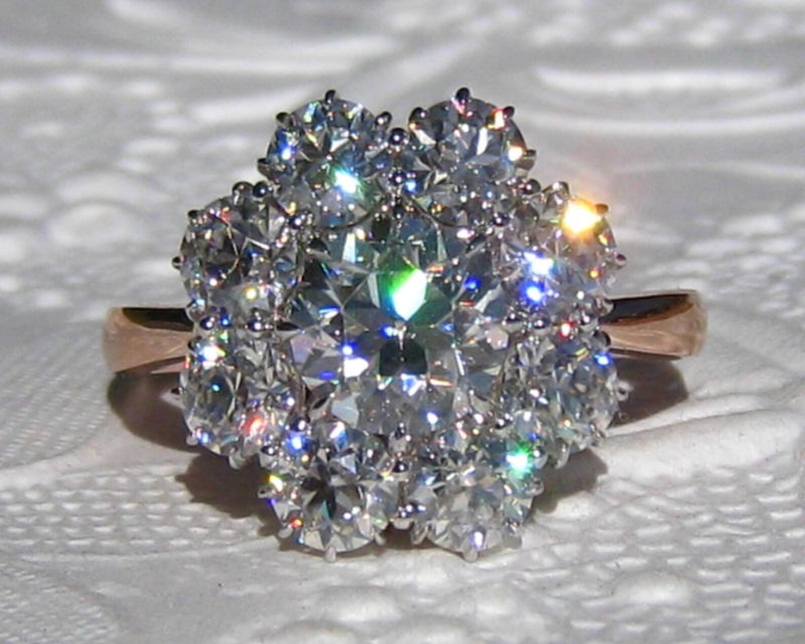 Vintage Inspired Cluster Ring With Old European Cut Classique - Etsy