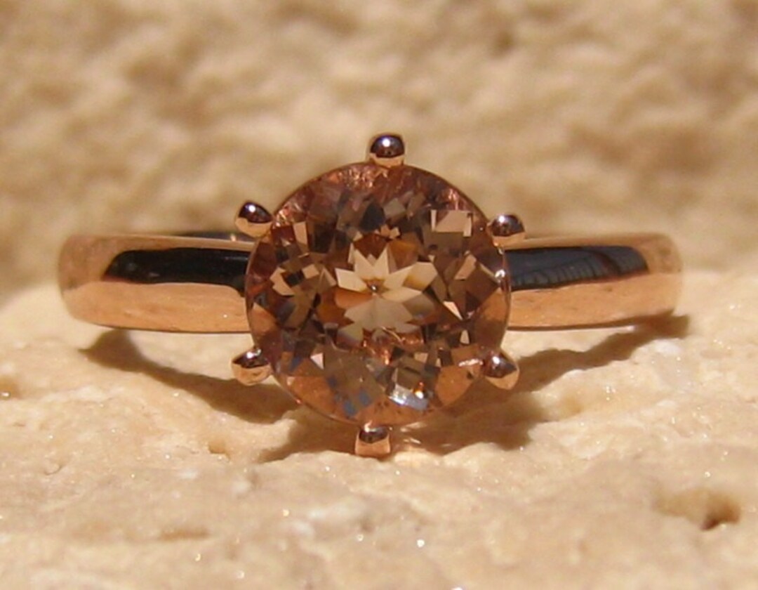 Peachy Pink Morganite in Rose Gold Solitaire Engagement Ring - Etsy