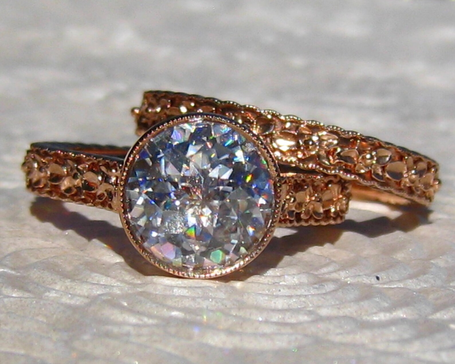 Jubilee Cut Classique Moissanite Milgrain Bezel Engagement | Etsy