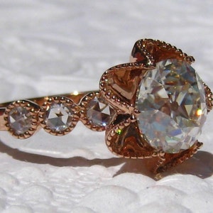 Custom Design: Buttercup Ring Mount With Rose Cut Moissanites in ...