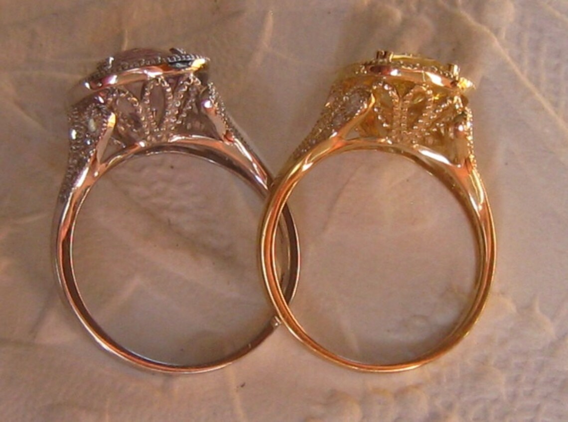 Custom Design: Iris Ring With Diamond Halo | Etsy