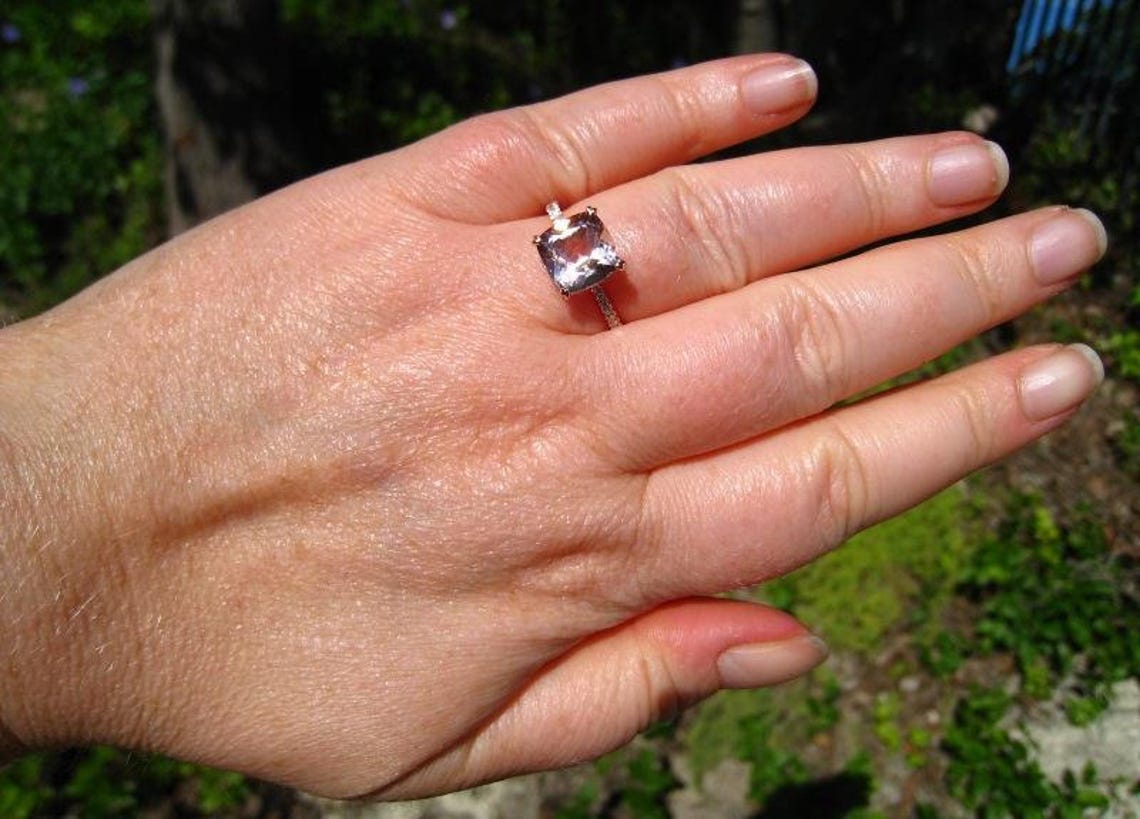 Cushion Morganite In Rose Gold Diamond Solitaire Engagement Etsy