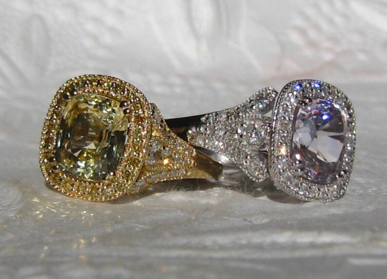 Custom Design: Iris Ring With Diamond Halo - Etsy