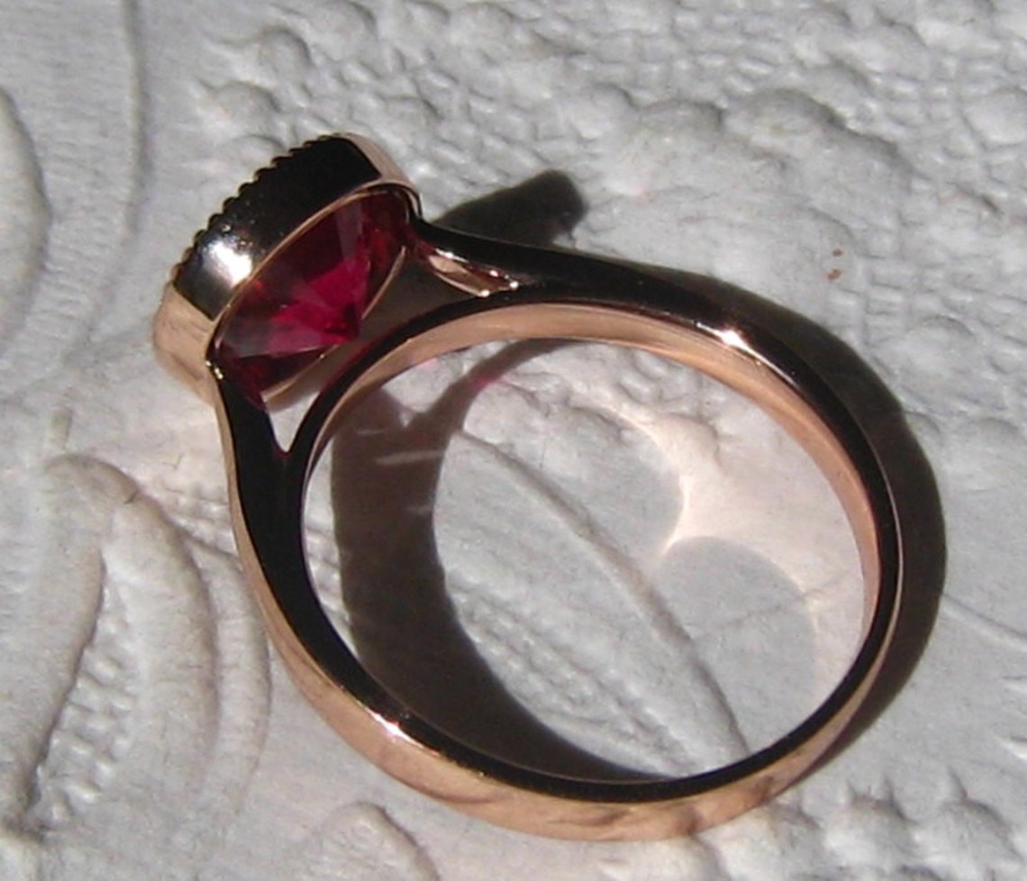 Ruby Engagement Ring Rose Gold Engagement Ring With Milgrain - Etsy