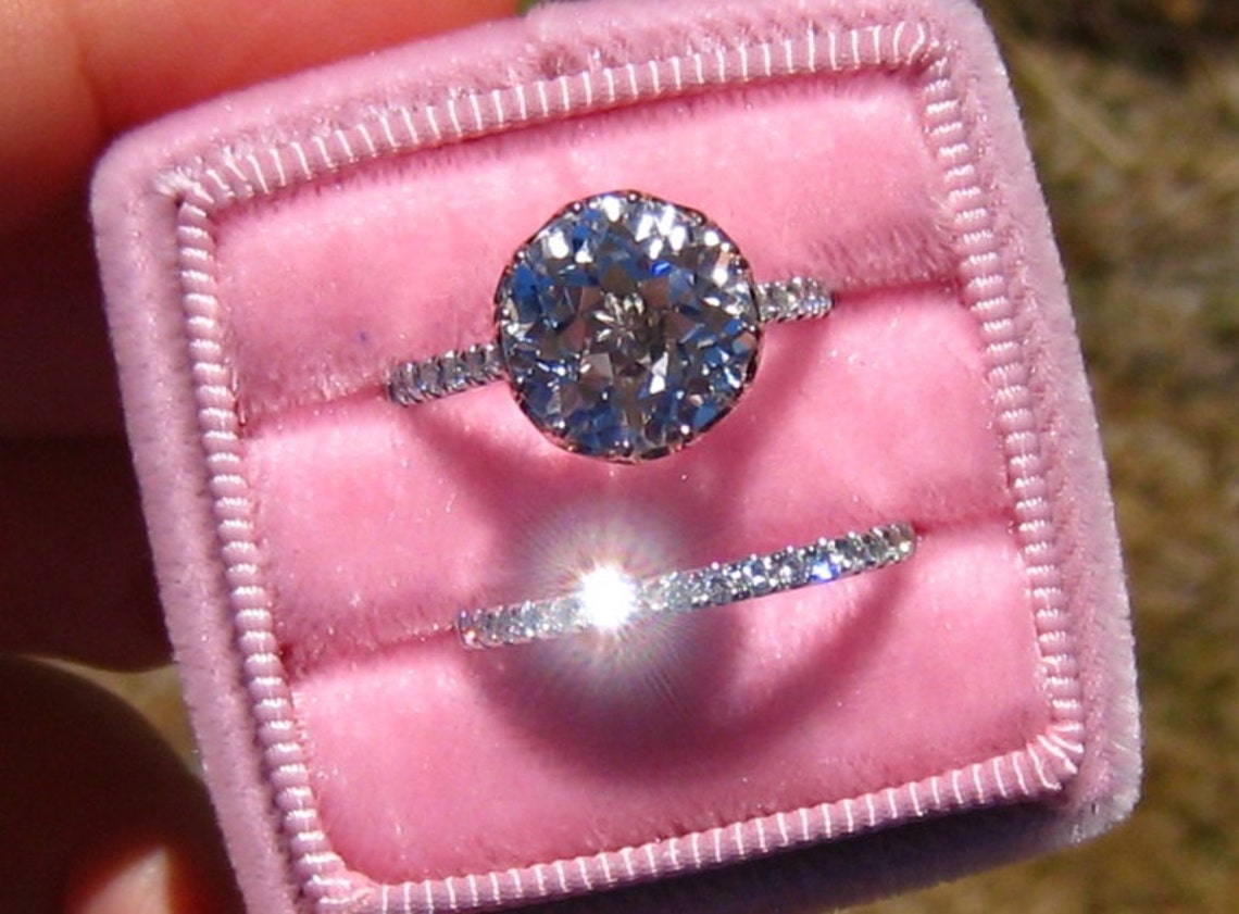 Magnolia Gold Diamond Engagement Ring Mount and Wedding Band - Etsy