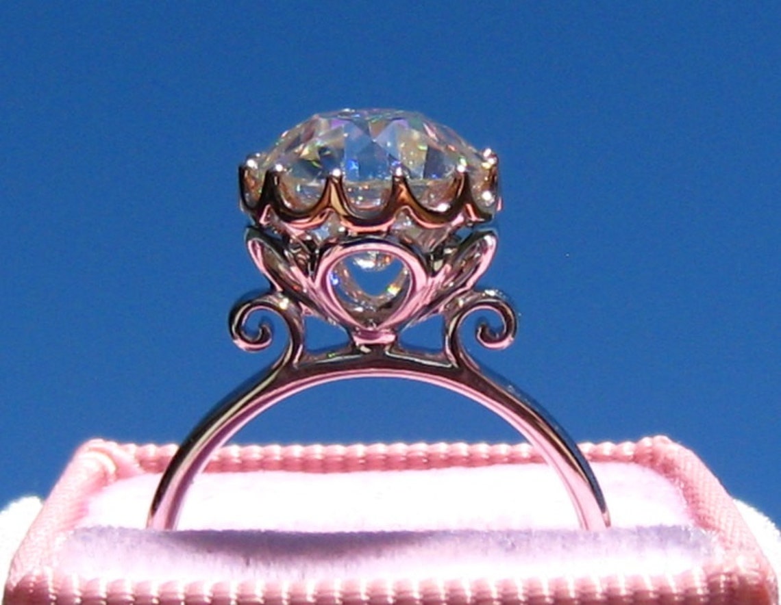 Magnolia Solitaire Gold Engagement Ring Mount - Etsy