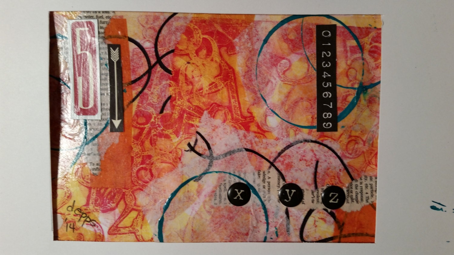 Collection of Abstract Gelli Prints Featuring Circles Fire - Etsy