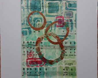 Collection of Abstract Gelli Prints Featuring Circles Fire | Etsy