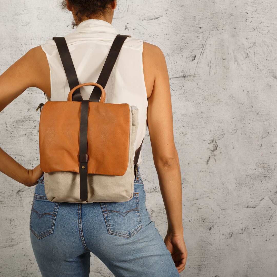 Leather Canvas Backpack for Women,women Leather Backpack,woman Day ...
