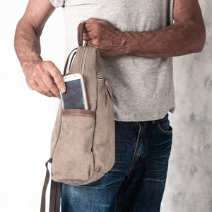 Unique Small Brown Leather Backpack - Etsy